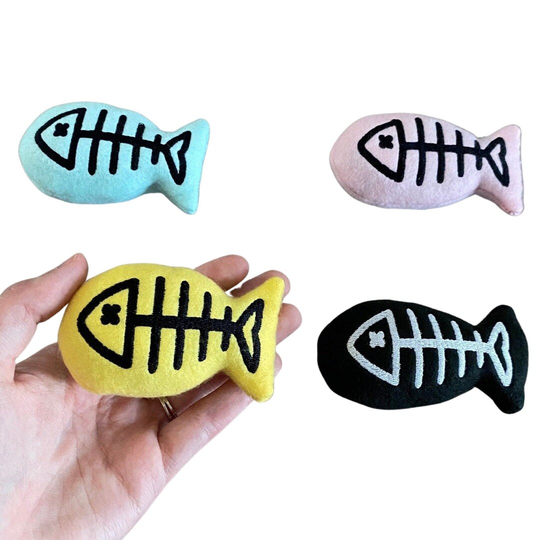Fish Skeleton CAT Toy, Handmade Cat Vegan Cat Toy Gift for Cat Lover ...