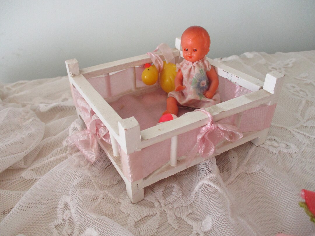 Vintage German Plastic Baby Doll in Crib Play Pen C1960's - Etsy