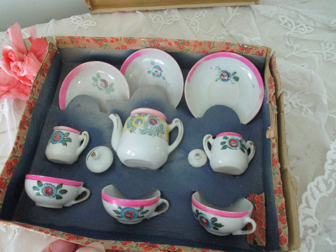 Vintage Child's/doll's Tea Set Porcelain Japanese Toy With Flowers ...