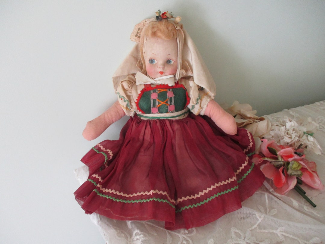Vintage Cloth Doll Georgene Novelties Ethnic Girl C1950's Nursery Decor ...