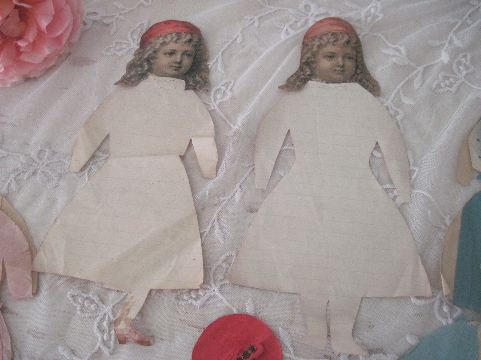 Antique Paper Dolls Handmade Victorian Twin Toy Set With Six Outfits ...