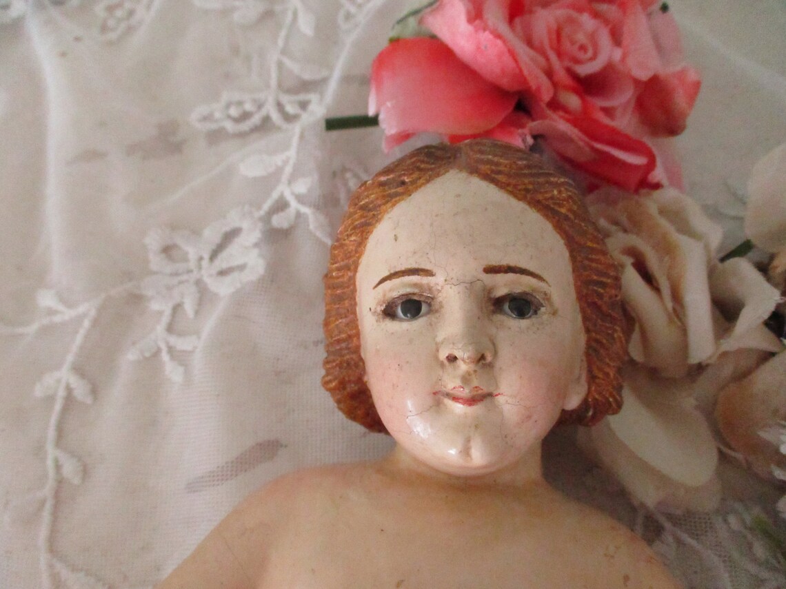 Antique Baby Jesus Creche Santos Doll Statue Italian Figure Religious ...
