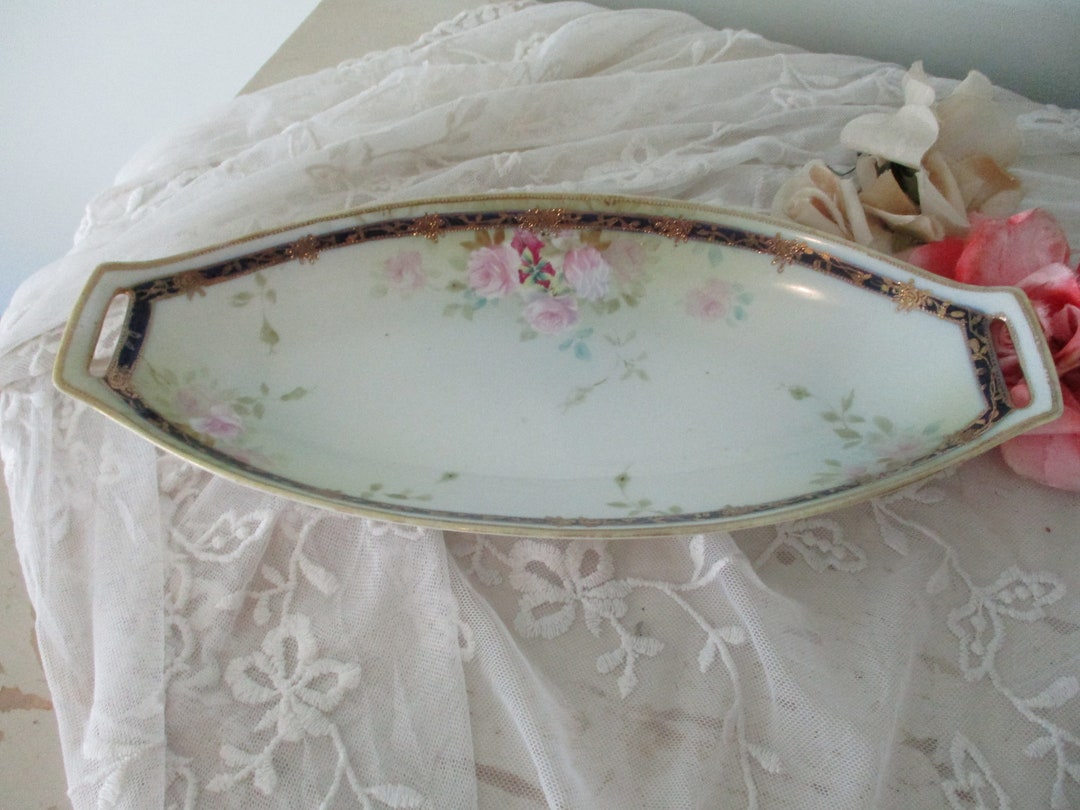 Vintage Nippon Porcelain Serving/boudoir Dish With Roses Hand Painted ...