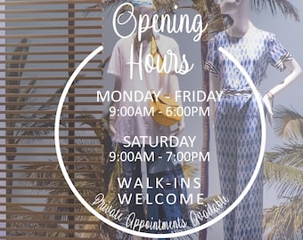 Business Opening Hours Decal Open to Close Hours of | Etsy