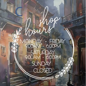 Floral Business Hours Window Decal - Store Hours - Hours of Operation ...