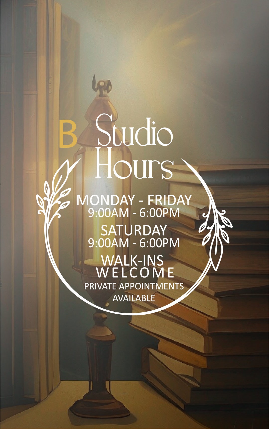 Floral Business Hours Window Decal - Store Hours - Hours of Operation ...