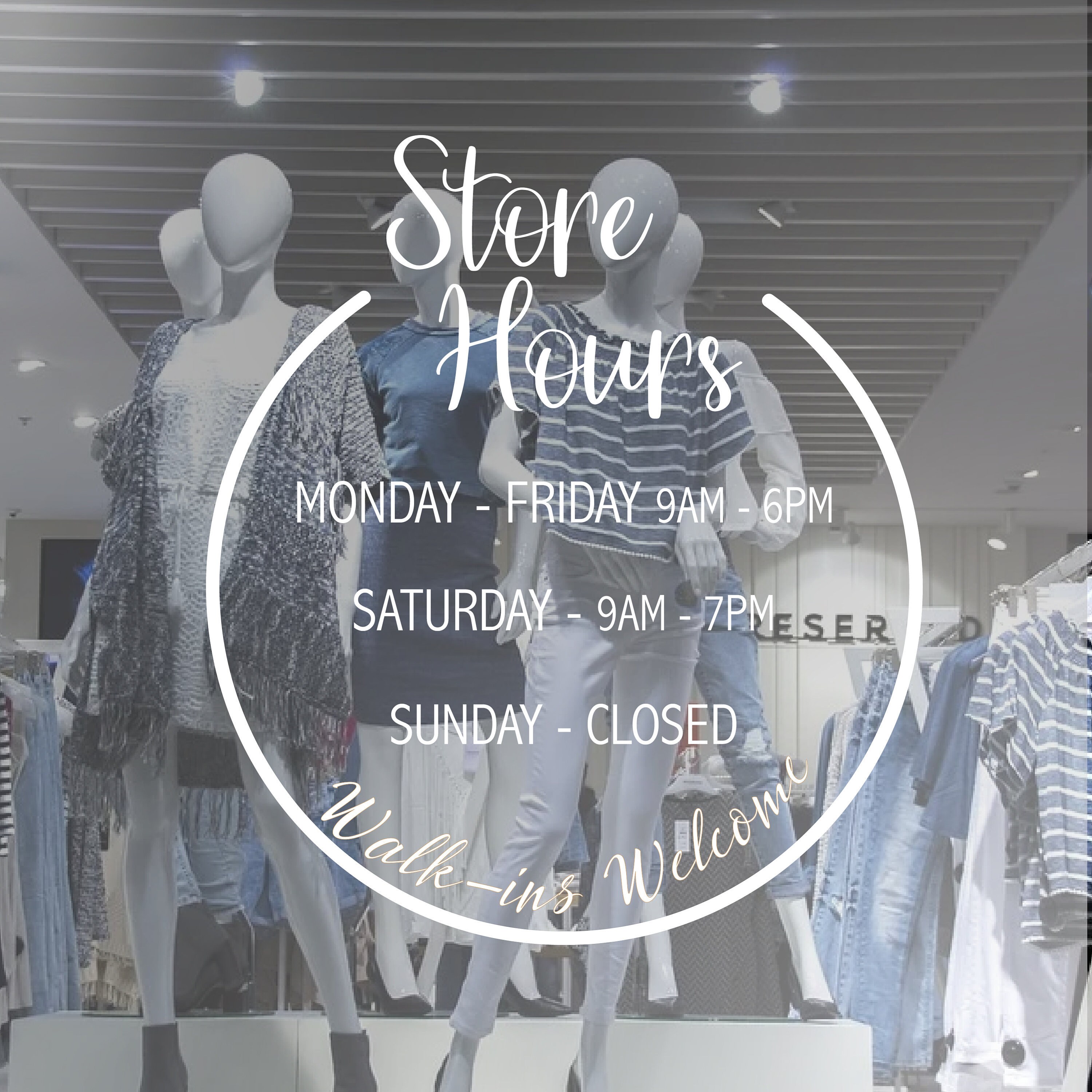 Business Opening Hours Decal Open to Close Hours of - Etsy