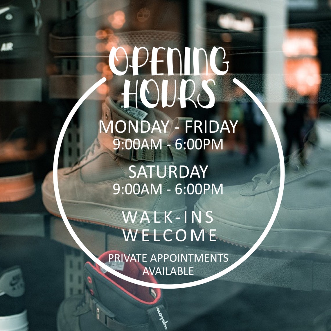 Business Opening Hours Decal Open to Close Hours of - Etsy