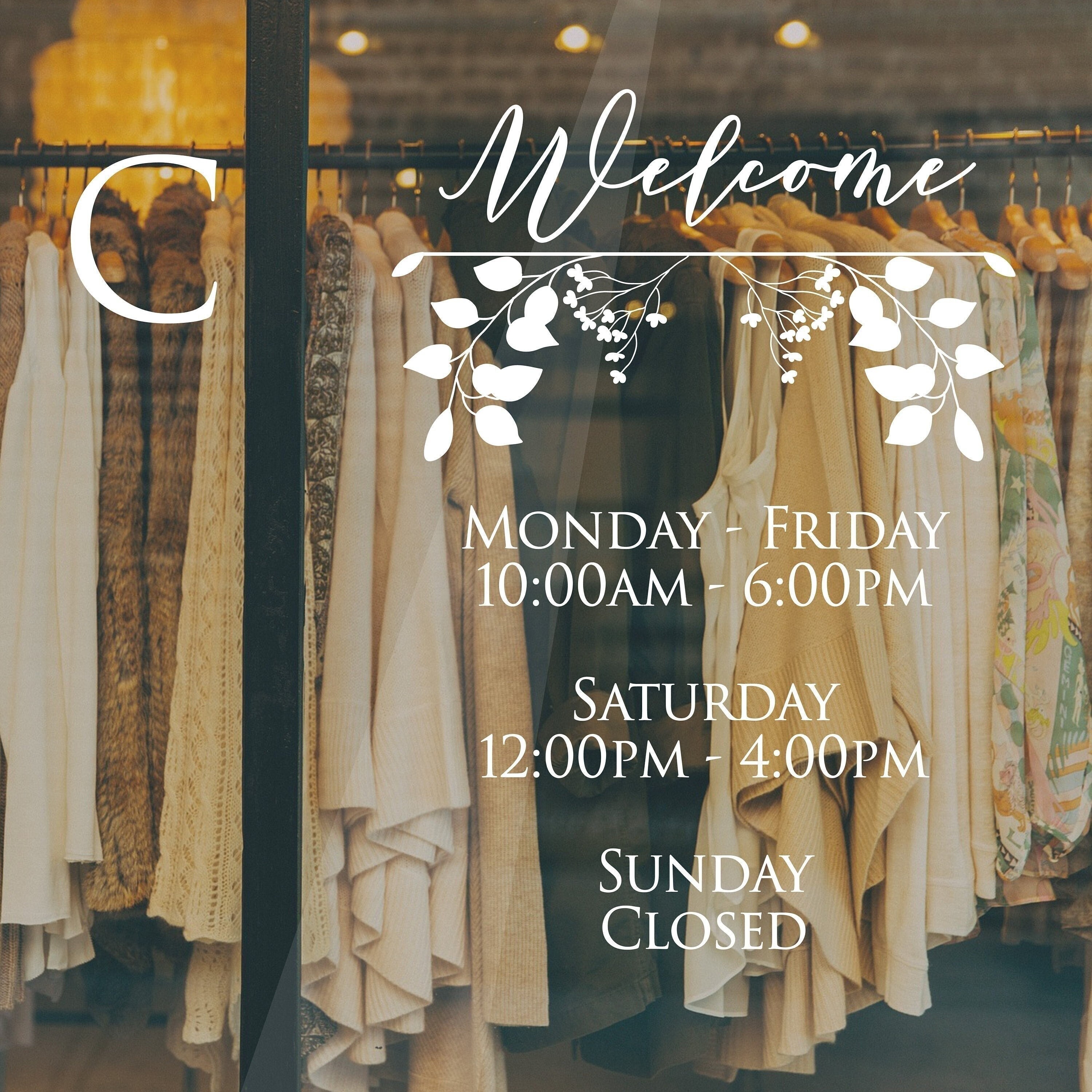 Business Hours Decal – Custom Vinyl Storefront Window Sign - Etsy