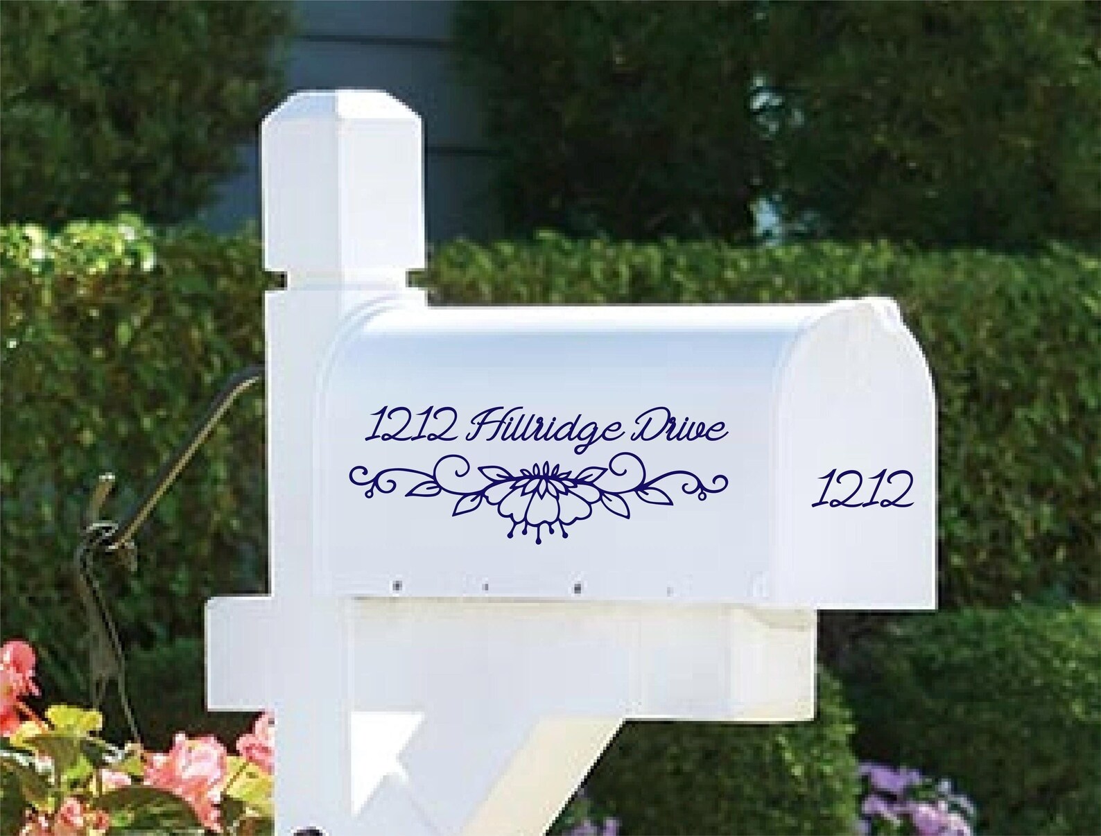 Simple Floral Name or Address Mailbox DECAL or SINGLE-USE / Update ...