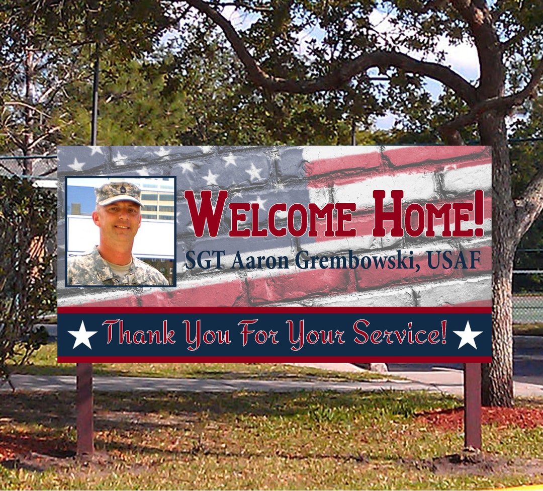 Custom Military Welcome Home Printed HD Banner Sign Complete With Hem ...