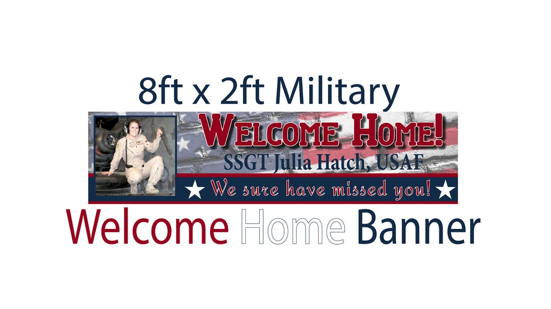 Custom Military Welcome Home Printed HD Banner Sign Complete With Hem ...