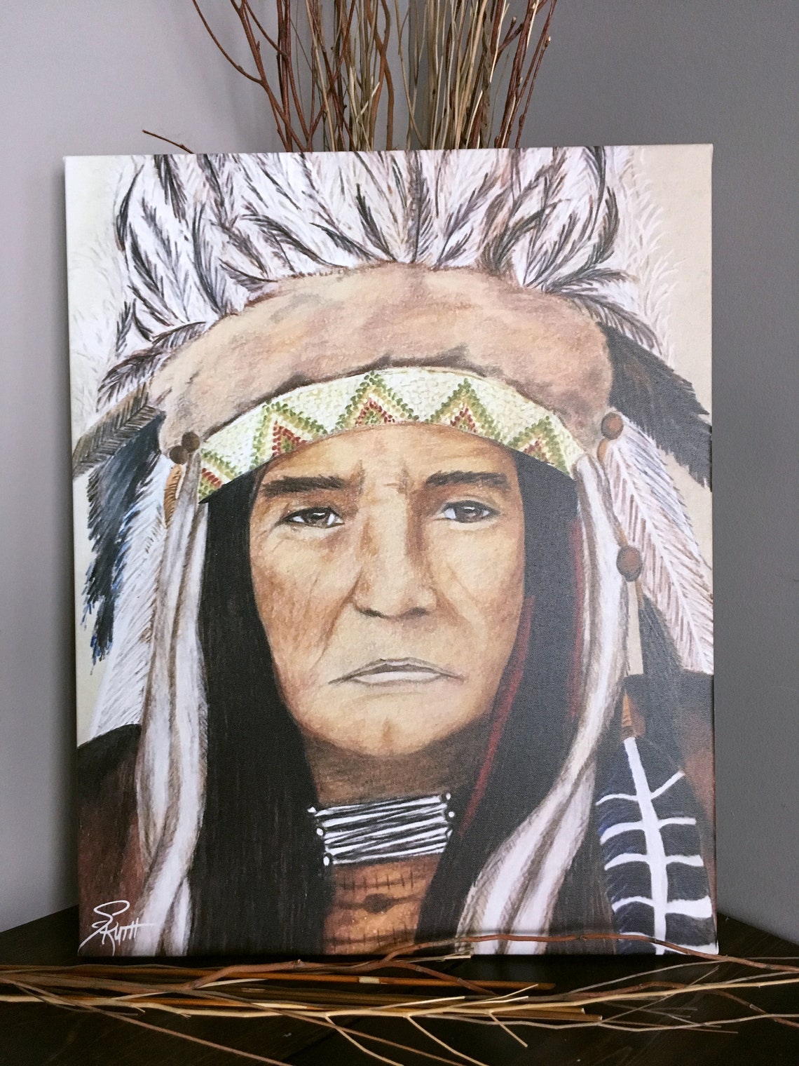 Native Chief, Native American, Indian Wall Art, Home Decor, Painting - Etsy