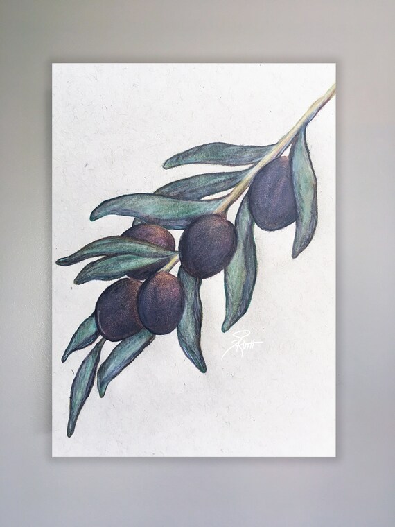 Olive Branch Wall Art Home Decor Painting - Etsy
