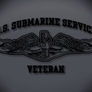 U.S. Submarine Service Veteran Vinyl Cut Decal With Submariner Dolphins ...