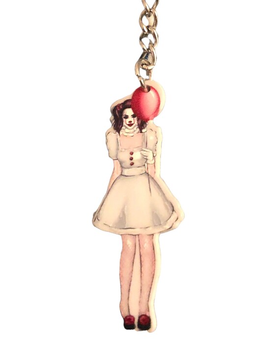 PENNYWISE IT KEYCHAIN Girl Pennywise Red Balloon - Etsy