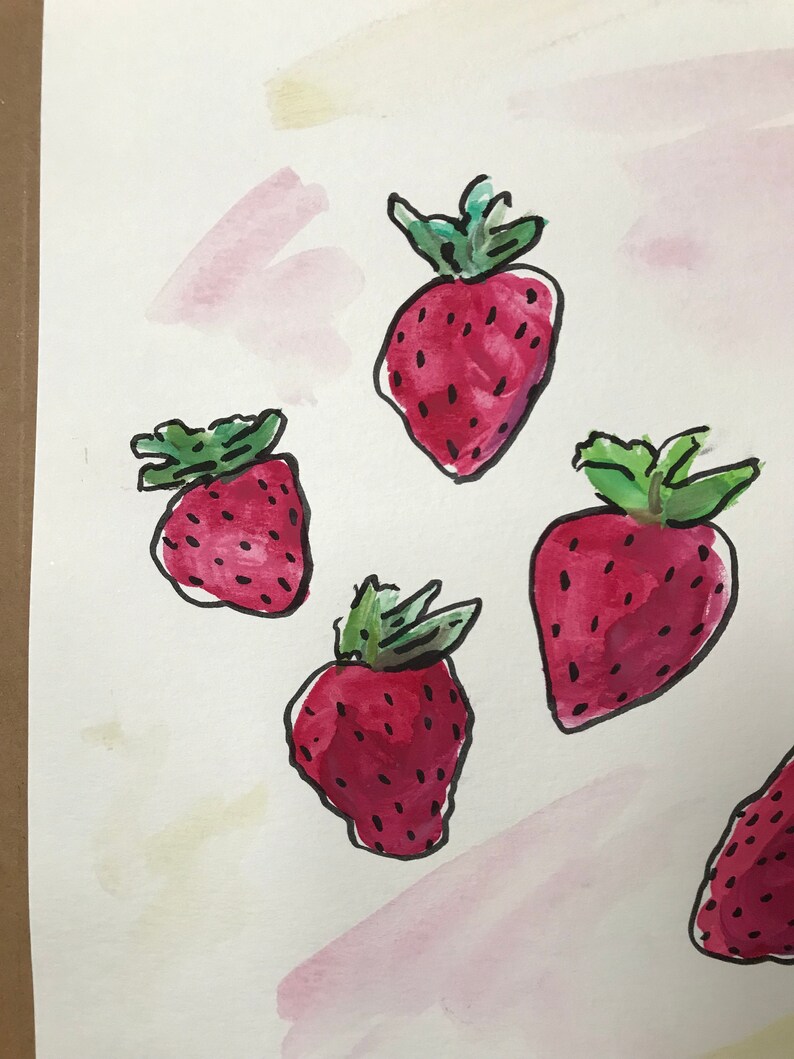 Peinture d'aquarelle de fraises - Etsy France