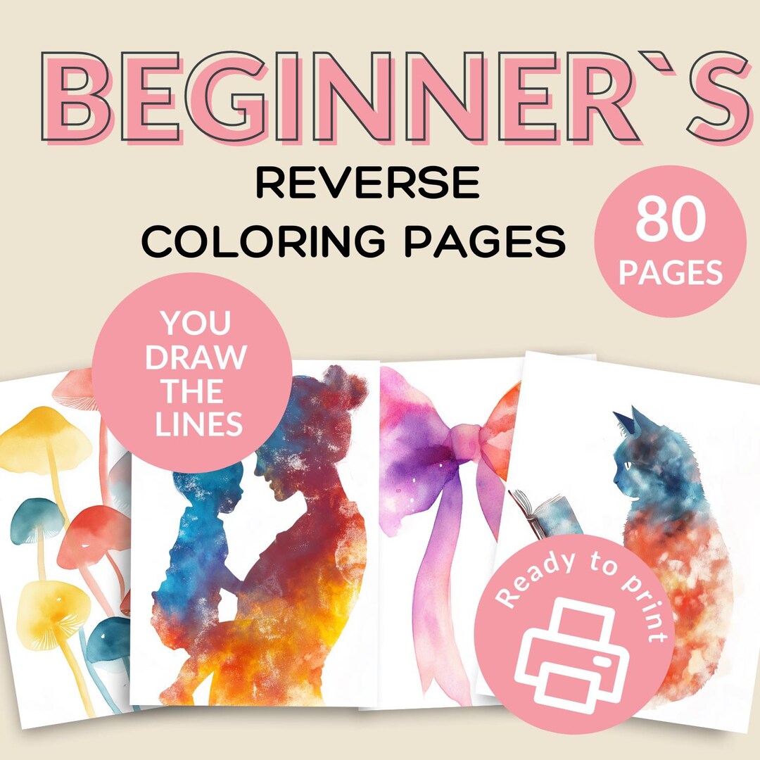 Beginners Reverse Coloring Pages Bundle of 80 Inverse Coloring Pages ...