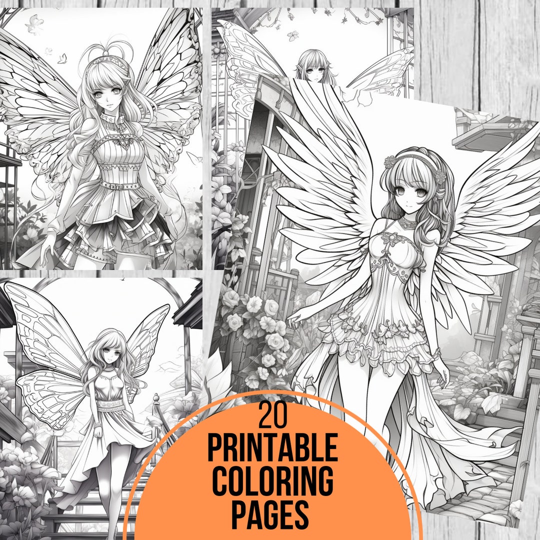 20 Printable Anime Fairies Coloring Pages Instant Download Adult ...