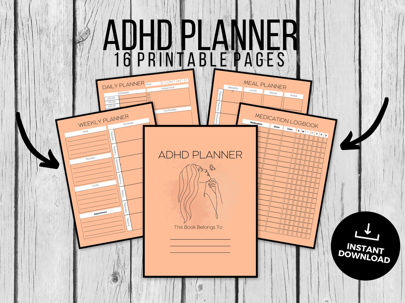 ADHD Printable Planner PDF Printable Planner Adhd Resouces Adhd ...
