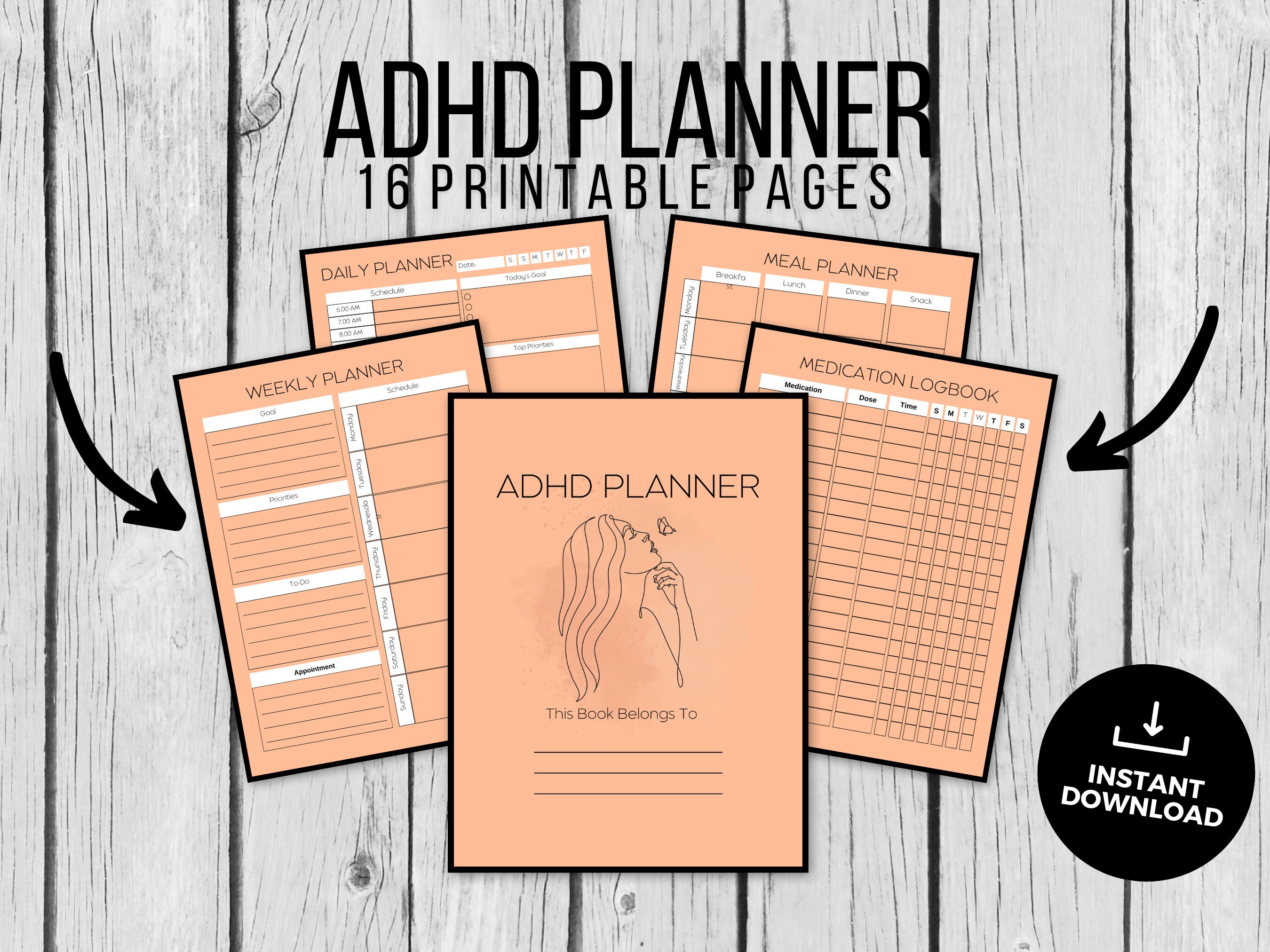 ADHD Printable Planner PDF Printable Planner Adhd Resouces Adhd ...