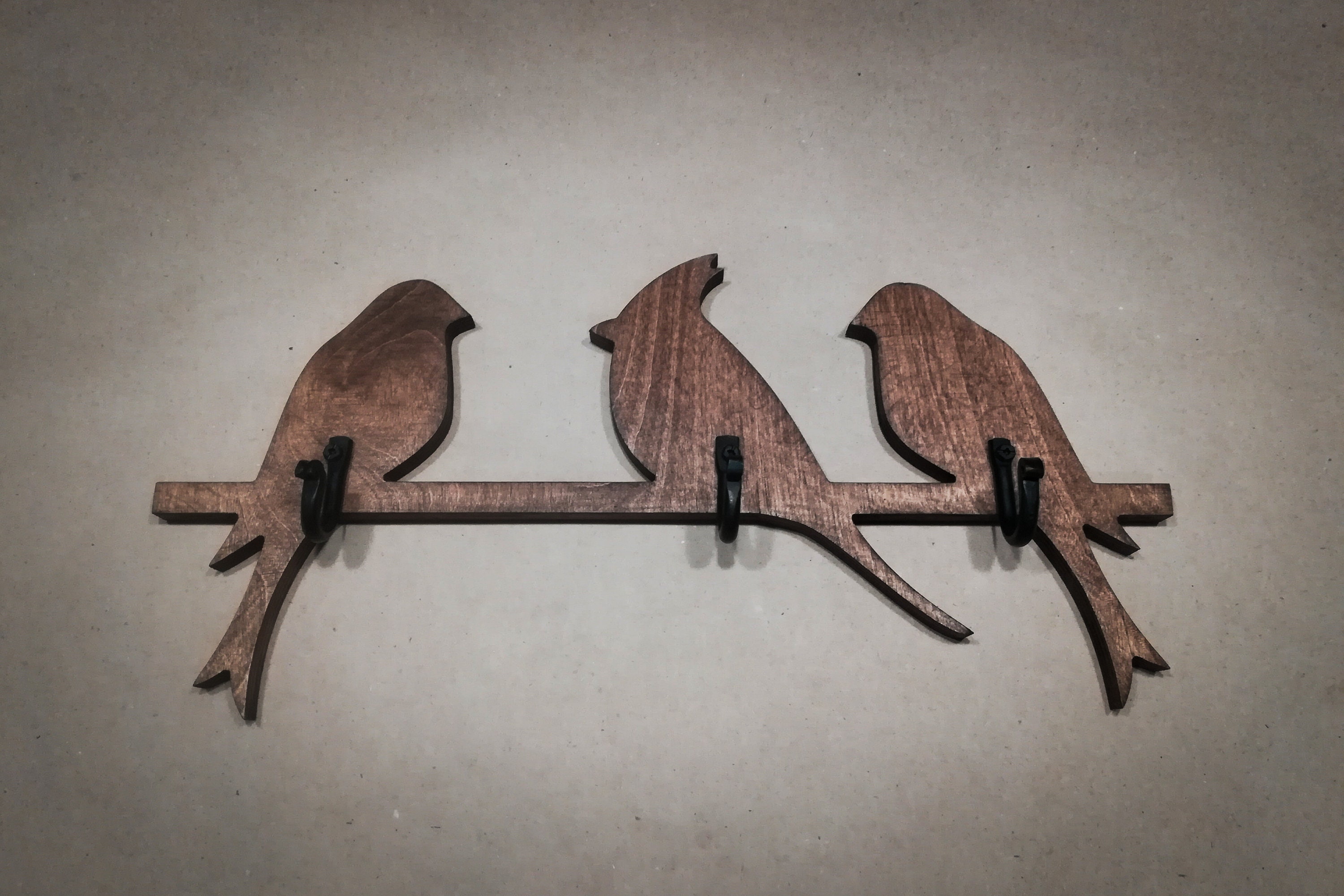 Wall Mount Coat Rack With 3 Hooks BIRDS in WAX | Etsy