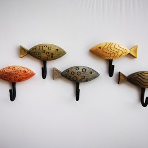 Wooden Coat Hook or Key Holder for Wall Funky Fish - Etsy