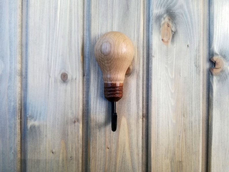 Fun and Funny Coat Hook Light Bulb of Oak - Etsy