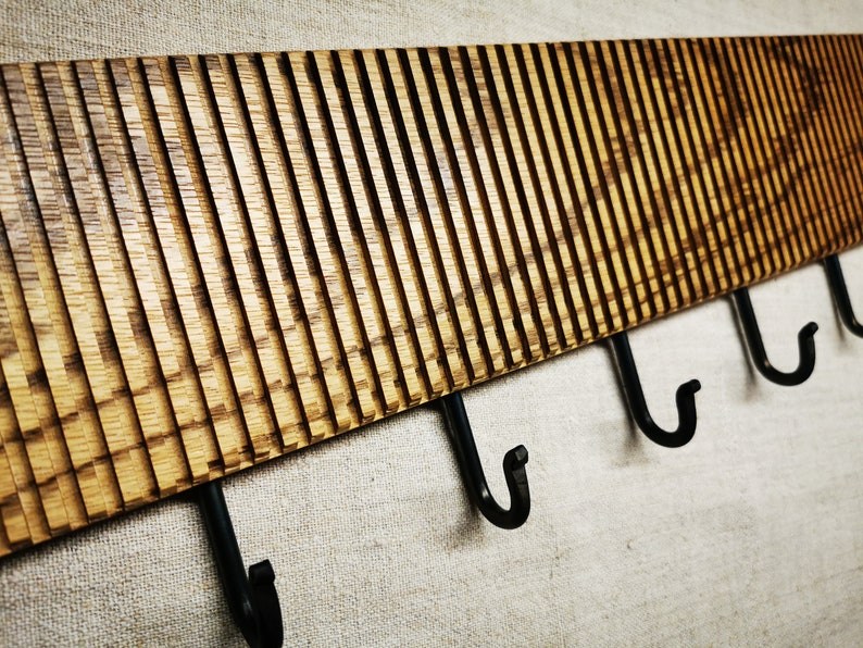 Unique Modern Wooden Wall Mounted Coat Rack Stripes of Zebrano - Etsy