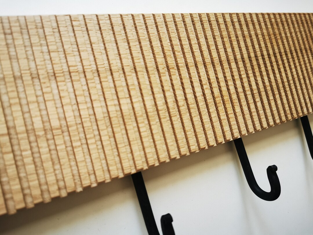 Unique Modern Wooden Wall Mounted Coat Rack Light Stripes of Oak - Etsy