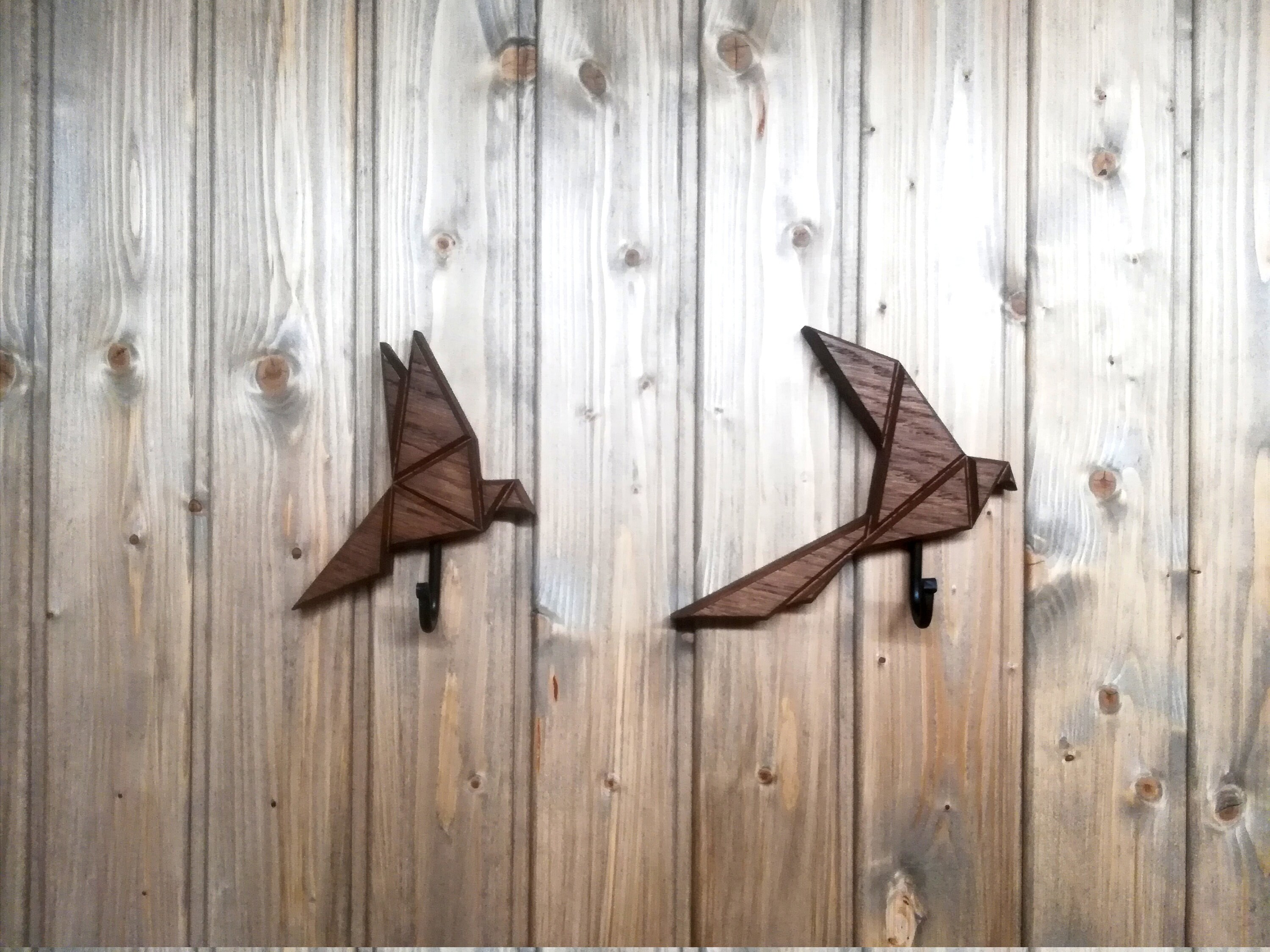 Origami Style Wooden Birds Coat Hooks a Set of Two - Etsy