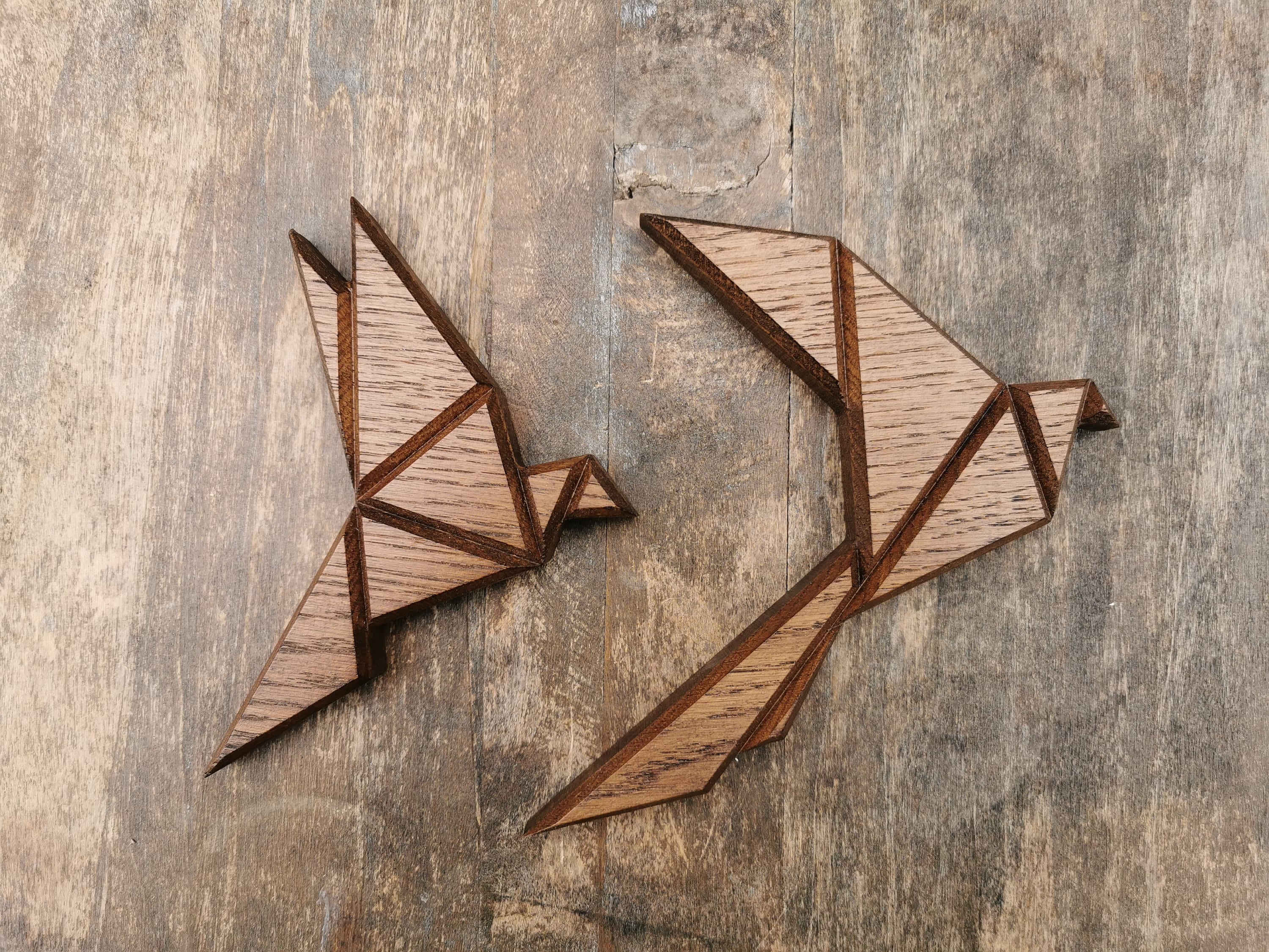Wooden origami wall decoration Birds a set of two | Etsy