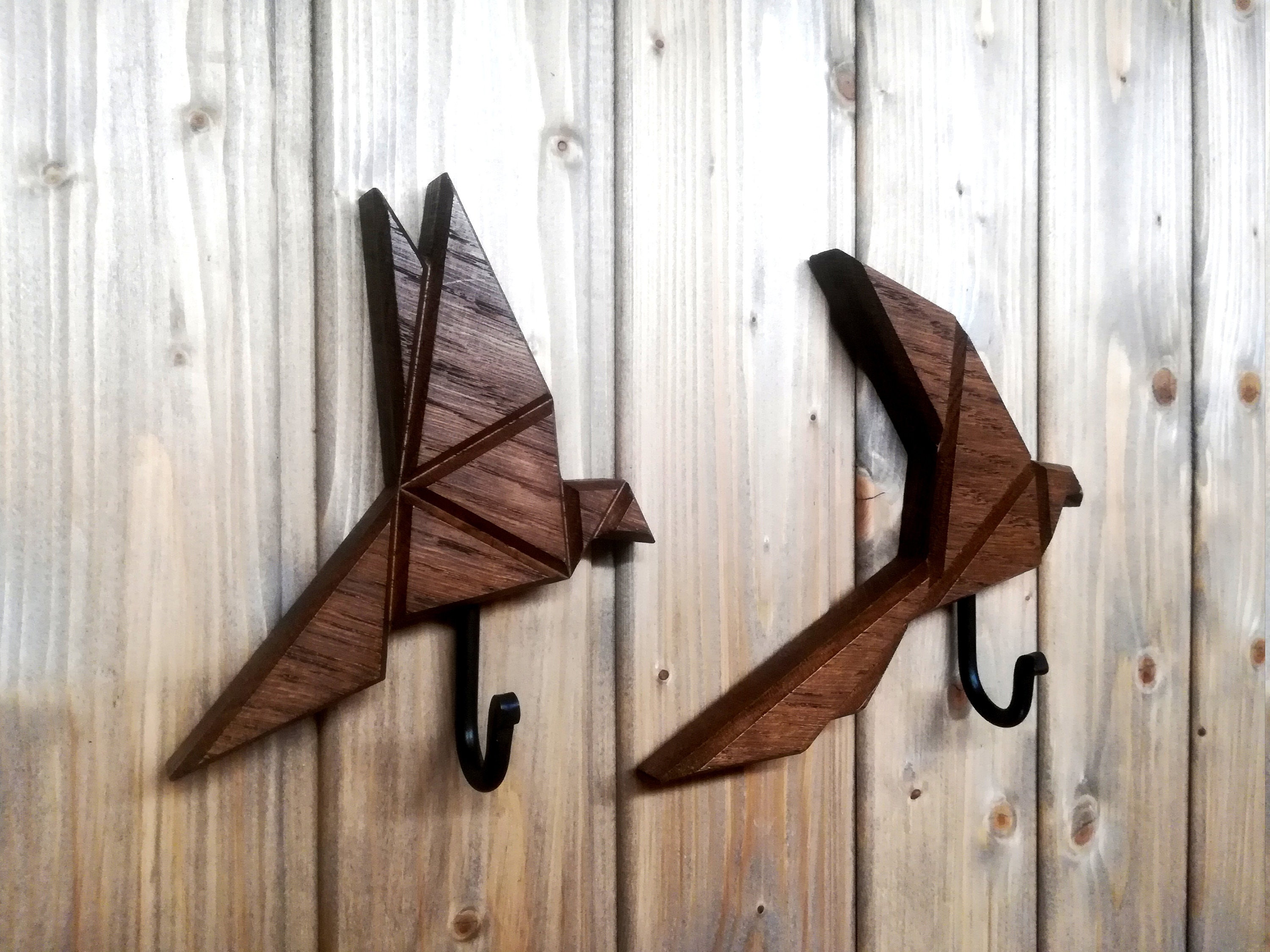 Origami Style Wooden Birds Coat Hooks a Set of Two - Etsy