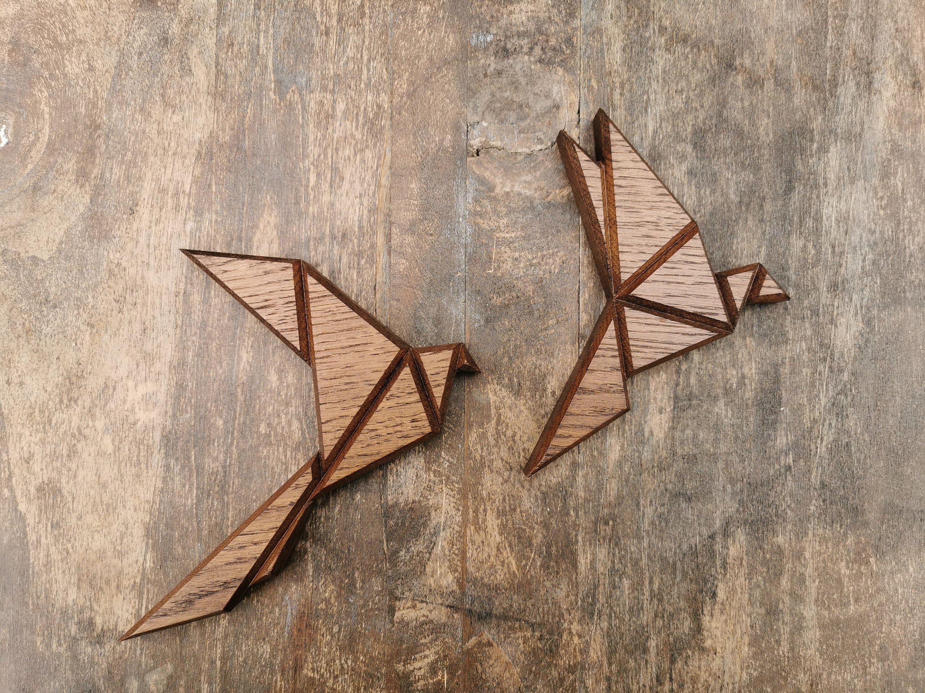 Wooden origami wall decoration Birds a set of two | Etsy