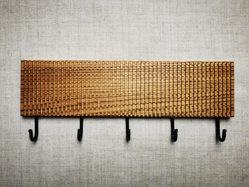 Unique Modern Wooden Wall Mounted Coat Rack Stripes of Zebrano - Etsy