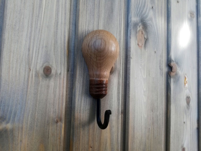 Fun and Funny Coat Hook Light Bulb of Oak - Etsy