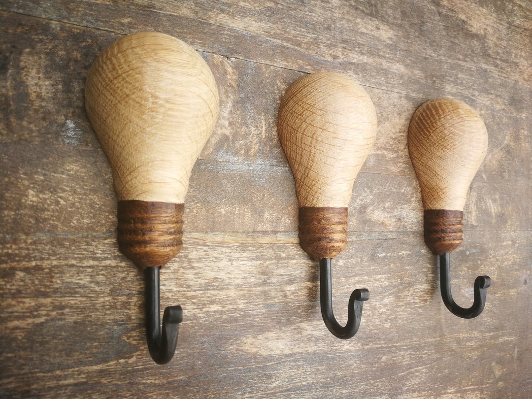 Fun and Funny Coat Hook Light Bulb of Oak - Etsy