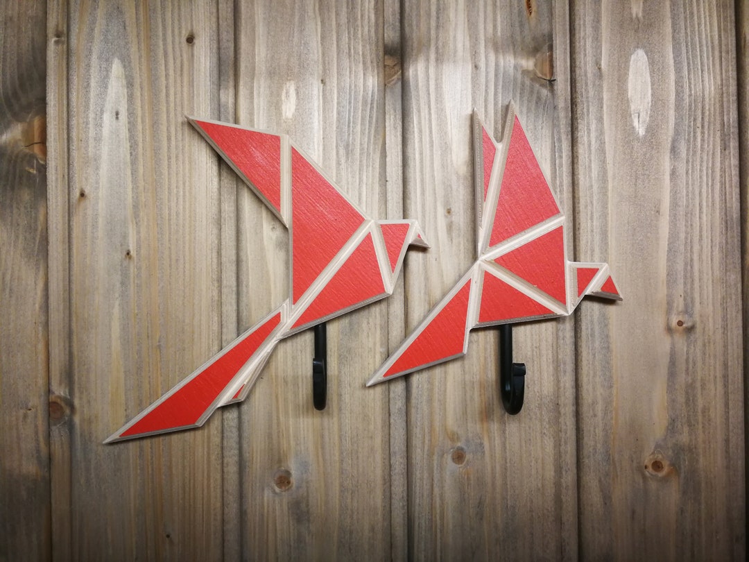 Colorful Origami Style Coat Hooks for Wall - a Set of Two - Etsy