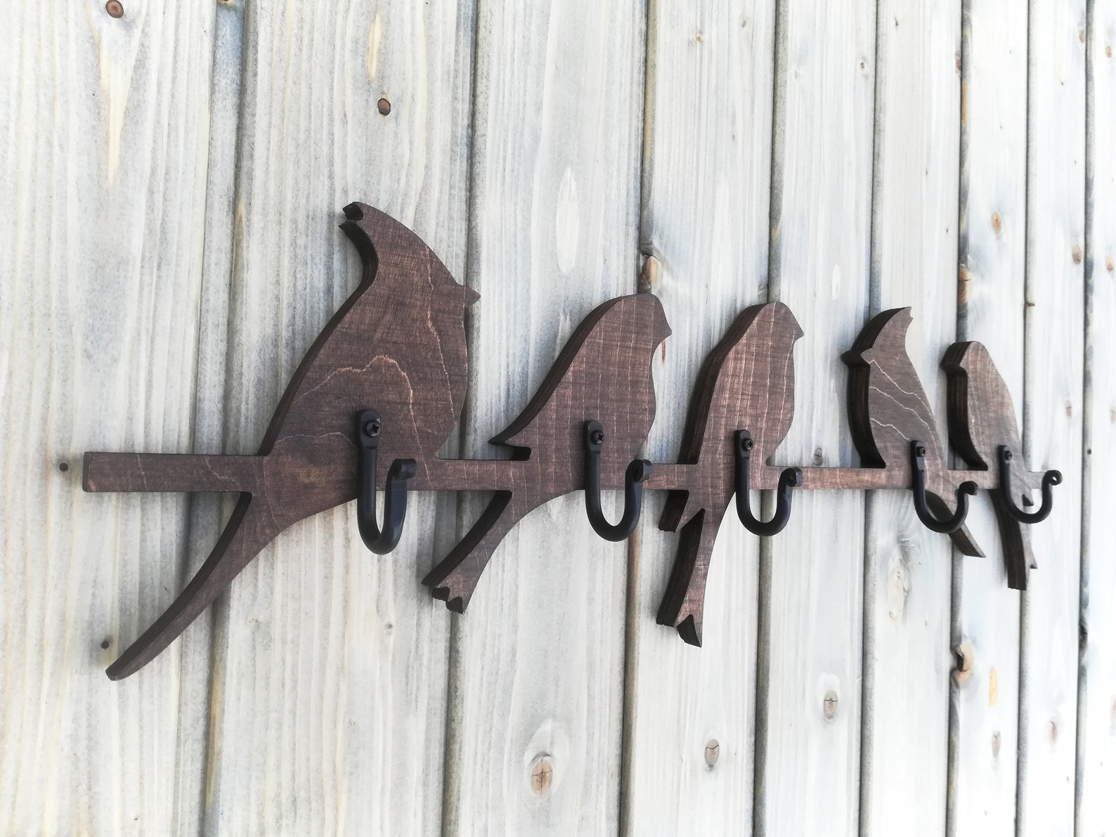 Wall Mount Coat Rack With 5 Hooks BIRDS in WAX | Etsy
