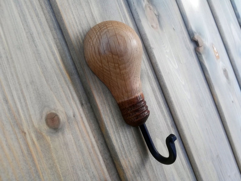 Fun and Funny Coat Hook Light Bulb of Oak - Etsy