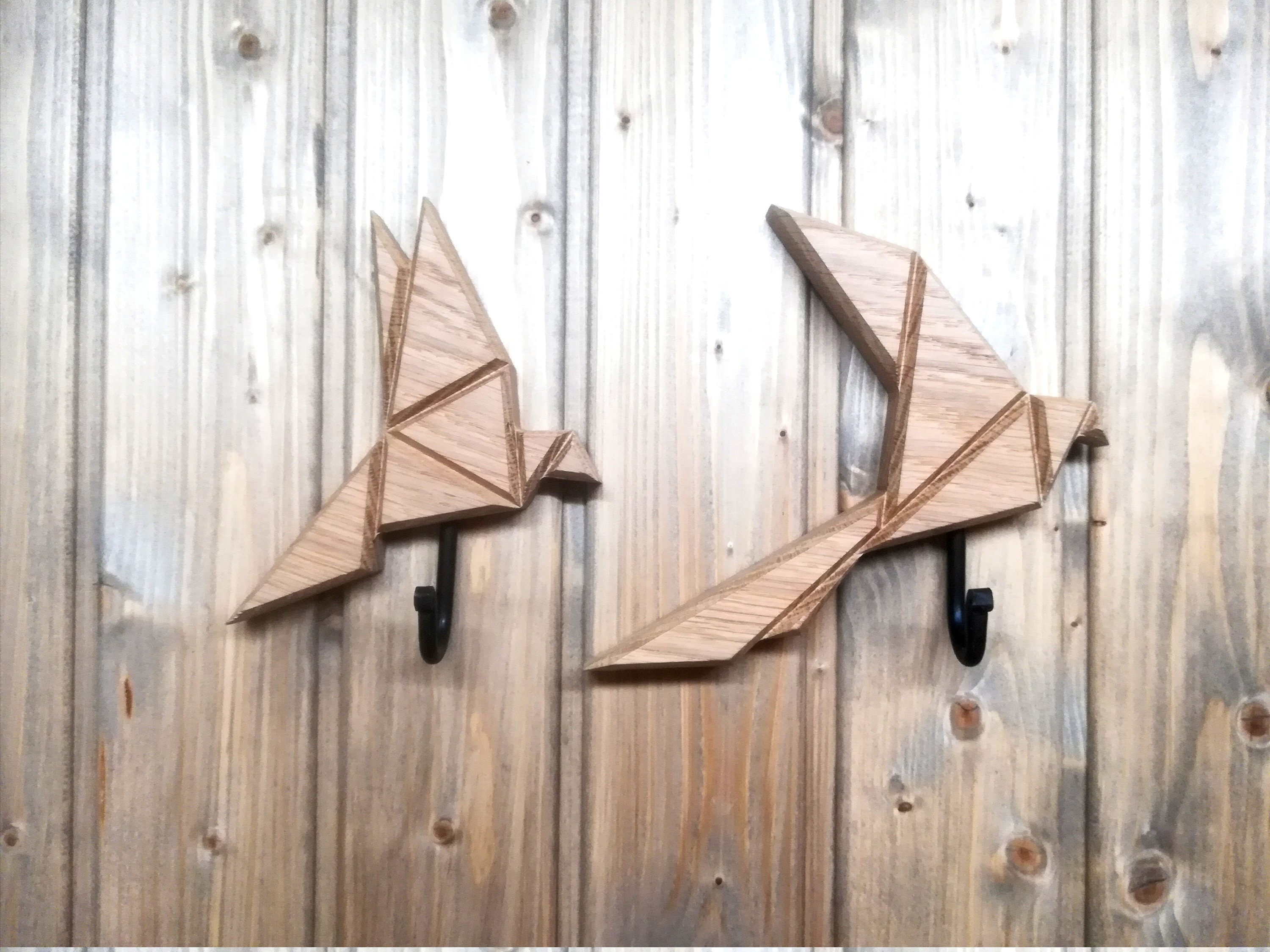 Origami Style Wooden Birds Coat Hooks a Set of Two - Etsy