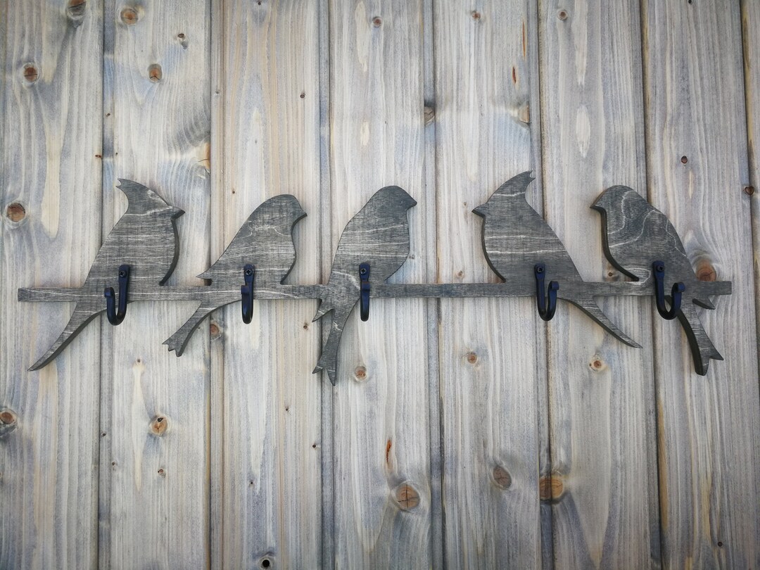 Coat Rack - Wall Mount - With 5 Hooks BIRDS in COLOR - Etsy