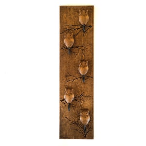 Vertical Wooden Wall Mount Rack Owl's Hill With 5 Hooks - Etsy