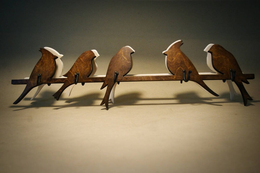 Wall Mount Coat Rack With 5 Hooks BIRDS in WAX - Etsy