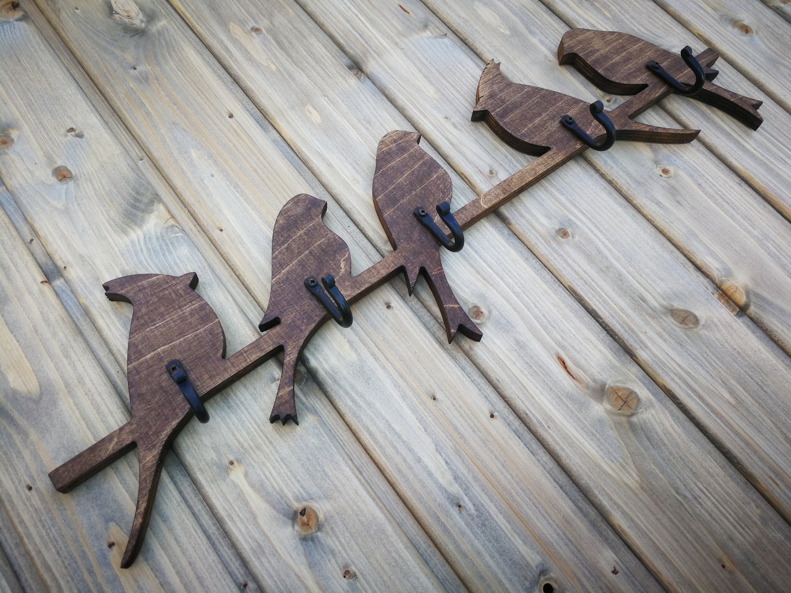 Wall Mount Coat Rack With 5 Hooks BIRDS in WAX | Etsy