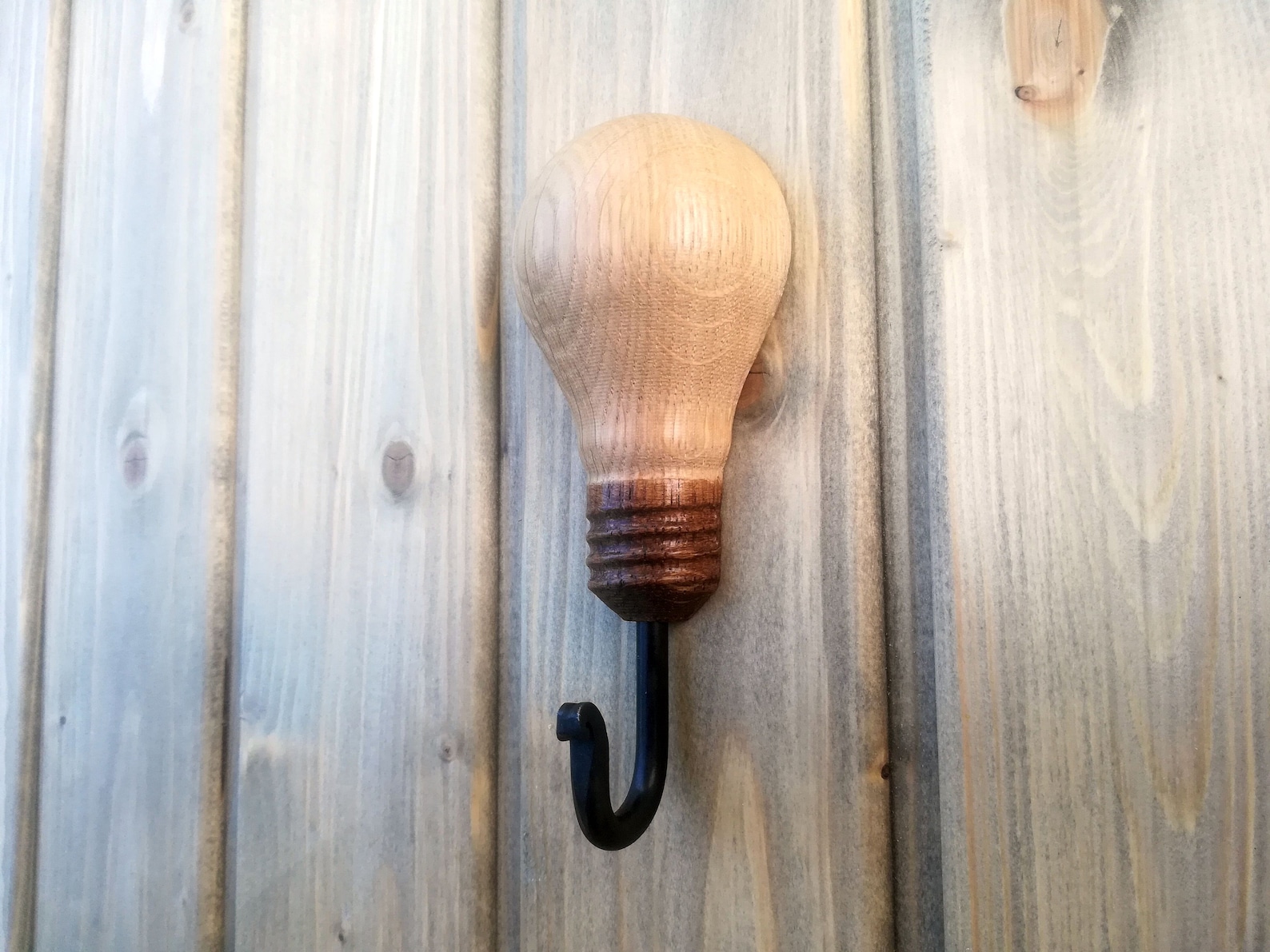 Fun and Funny Coat Hook Light Bulb of Oak - Etsy