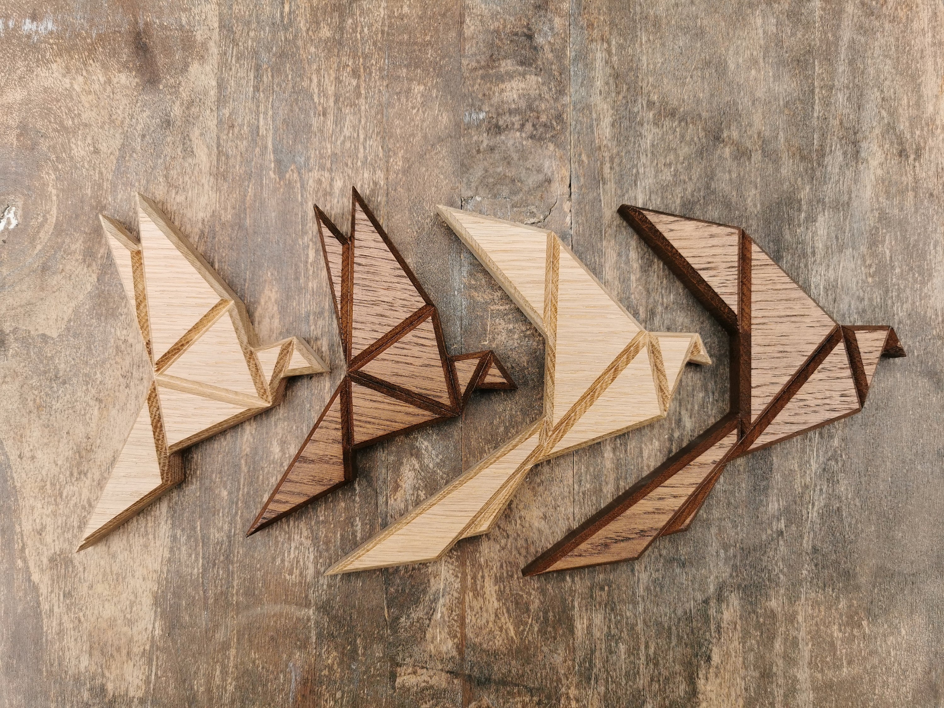 Wooden origami wall decoration Birds a set of two | Etsy