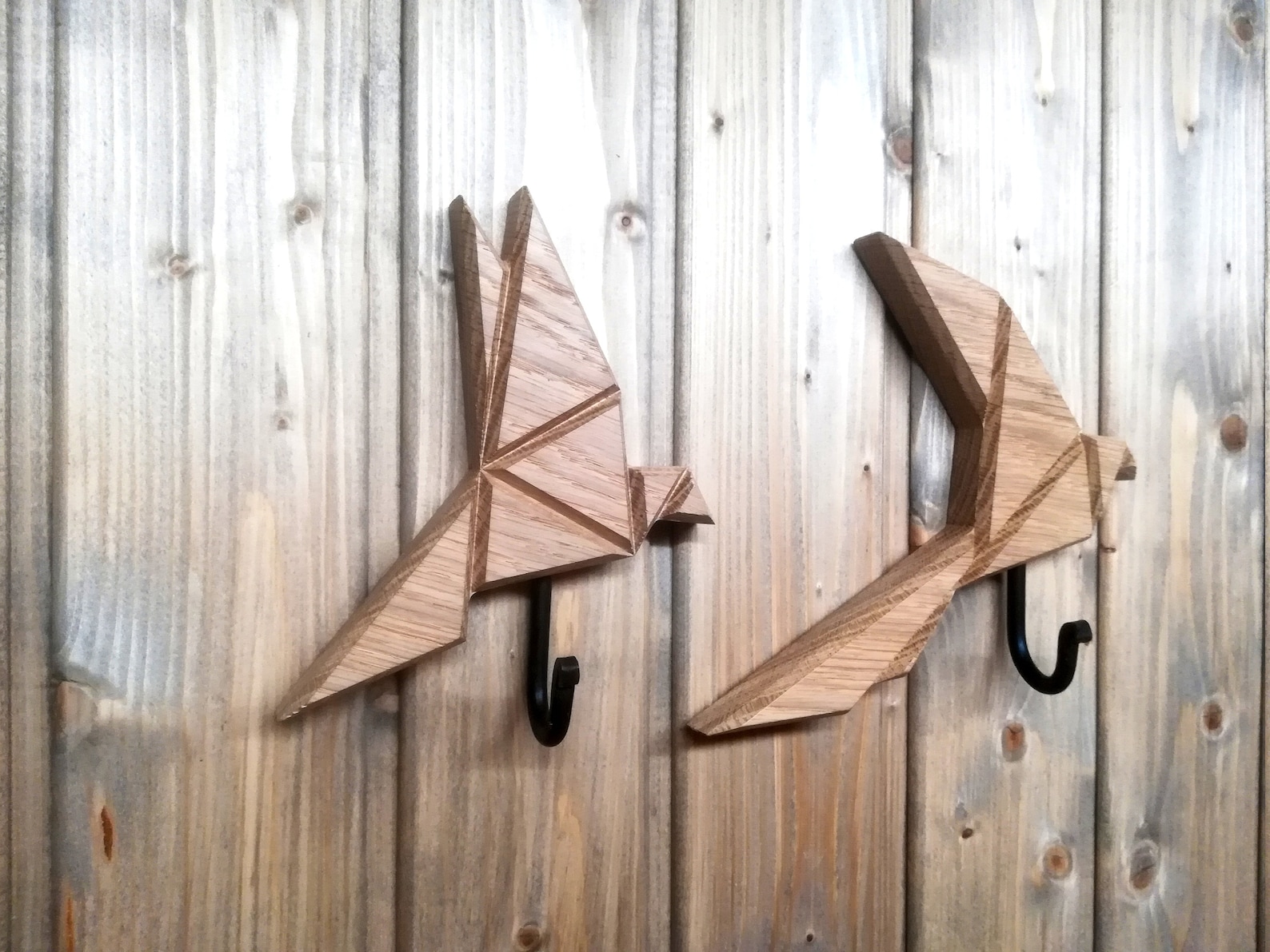 Origami Style Wooden Birds Coat Hooks a Set of Two - Etsy