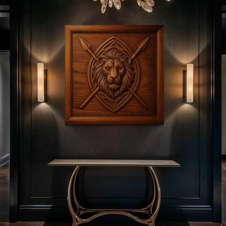 Lion Crest STL File – Heraldic Shield Relief for CNC & 3D Printing ...