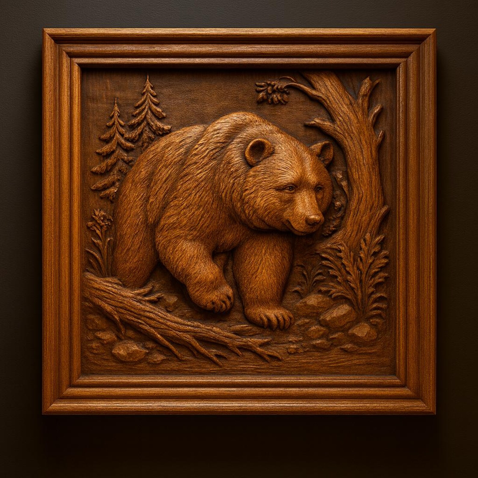 Grizzly Bear STL File – Wilderness Scene Relief Cut Design for CNC & 3D ...